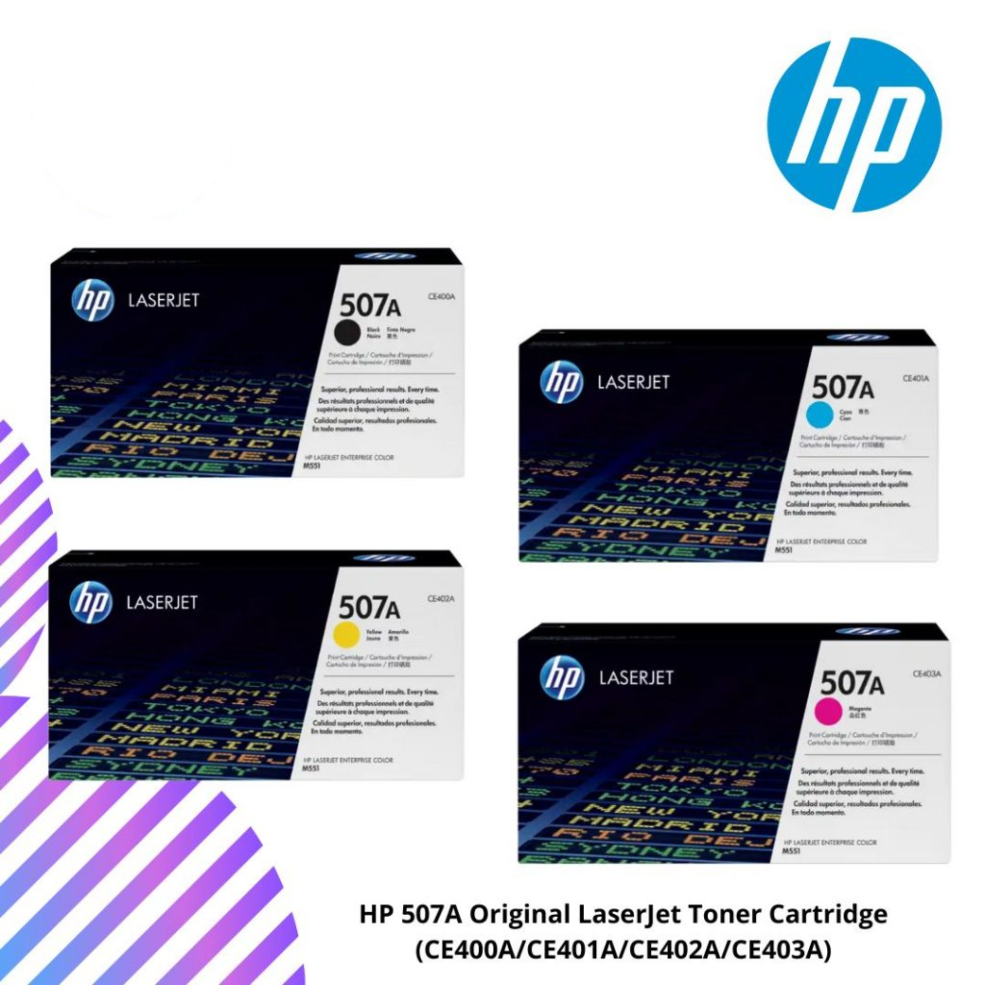 HP 507A Original LaserJet Toner Cartridge (CE400A/CE401A/CE402A/CE403A ...