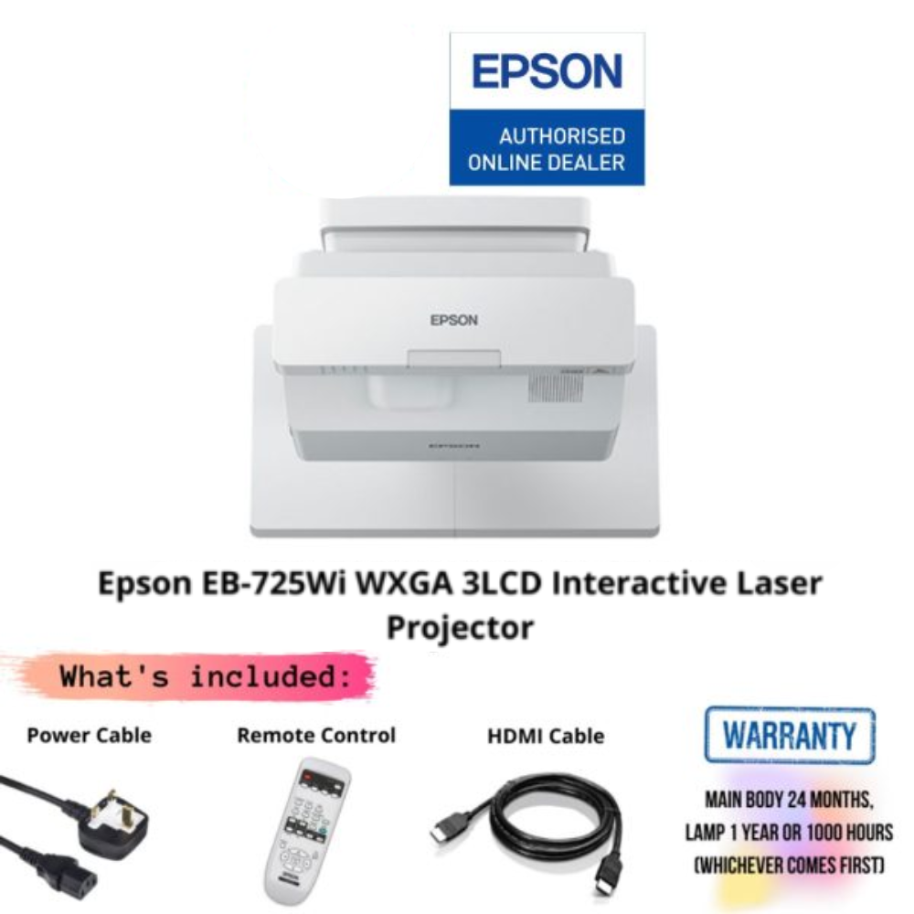 Epson EB-725Wi WXGA 3LCD Interactive Laser Projector – GS Premium Stores