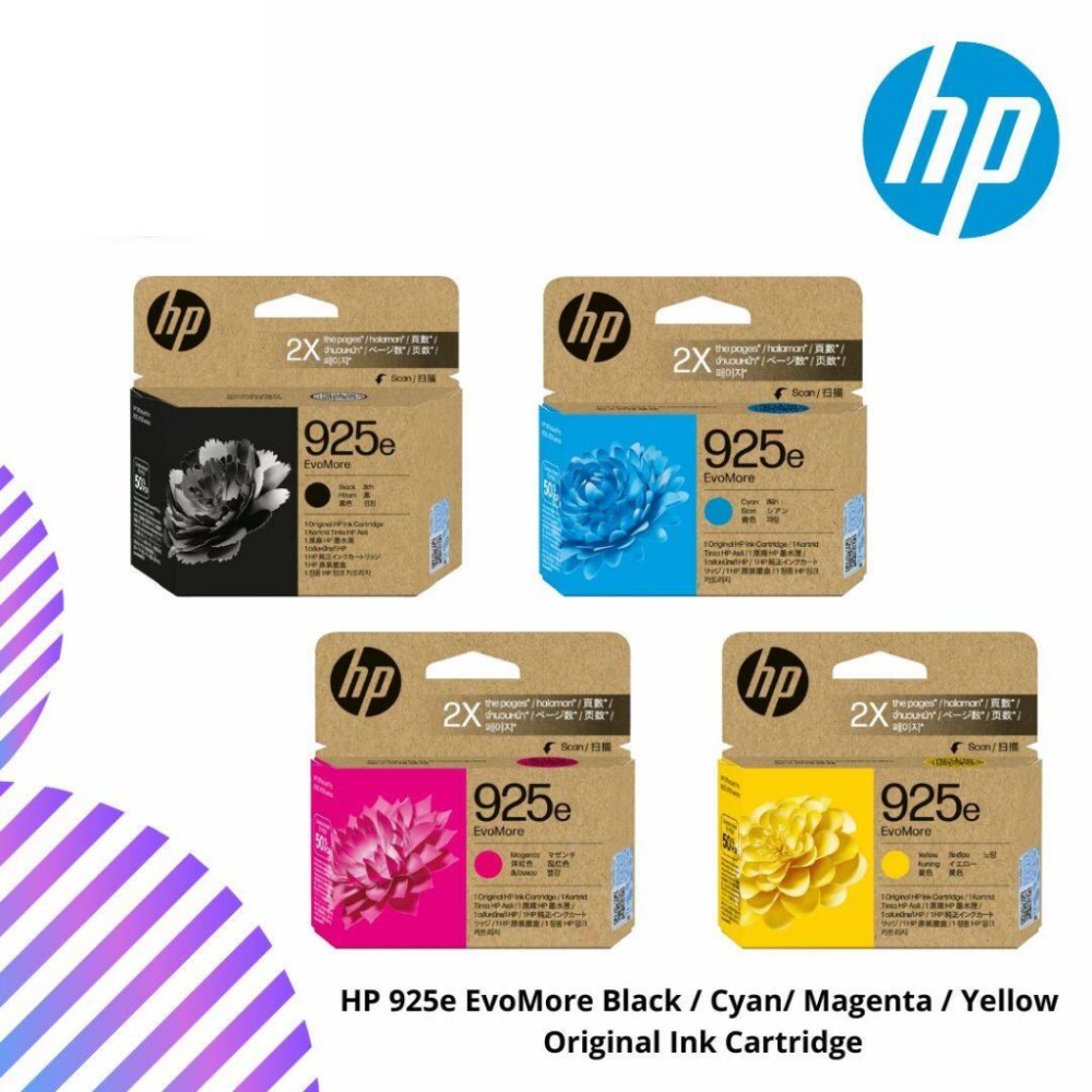 HP 925e EvoMore Black / Cyan/ Magenta / Yellow Original Ink Cartridge ...