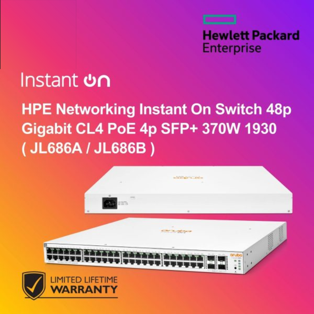 HPE Networking Instant On Switch 48p Gigabit CL4 PoE 4p SFP+ 370W 1930 ...