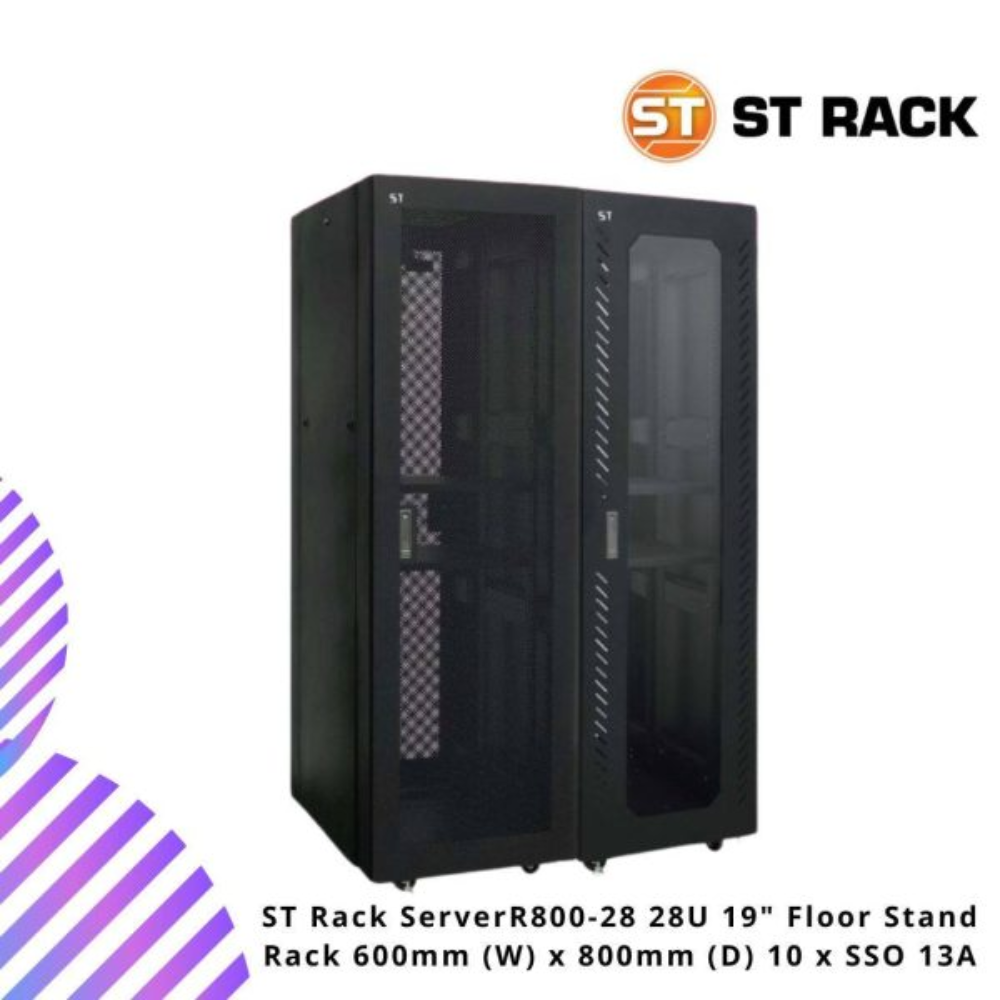 ST Rack ServerR800-28 28U 19″ Floor Stand Rack 600mm (W) x 800mm (D) 10 ...