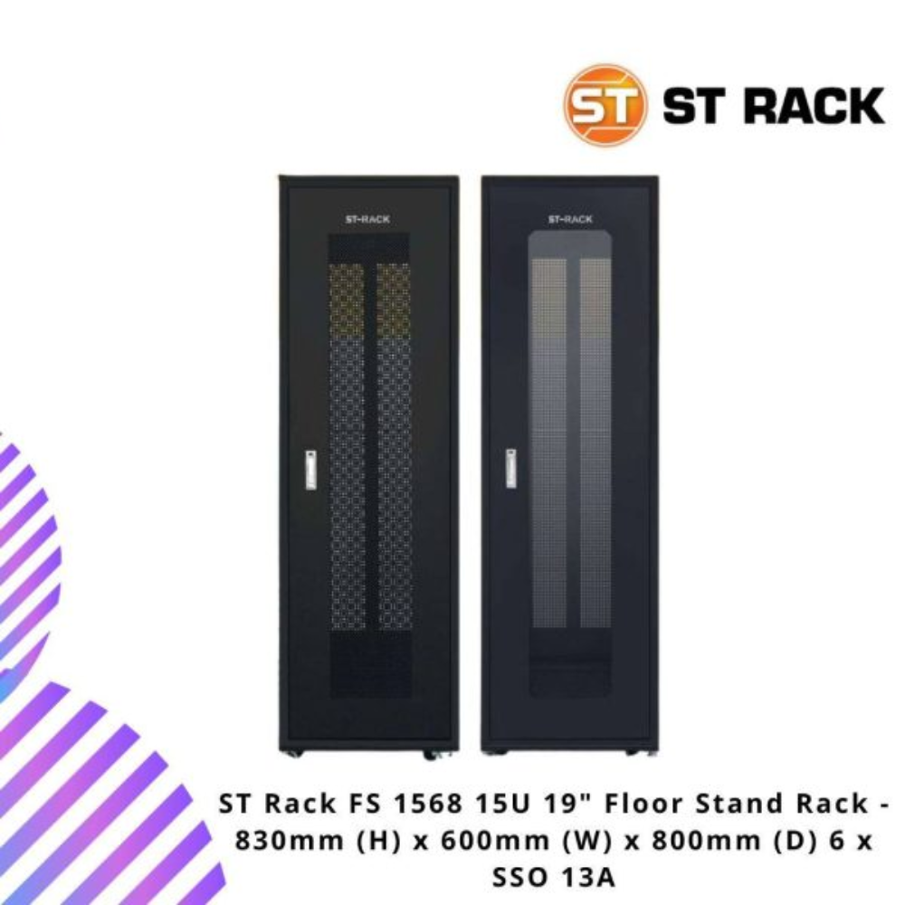 ST Rack FS1568 15U 19″ Floor Stand Rack – 830mm (H) x 600mm (W) x 800mm ...