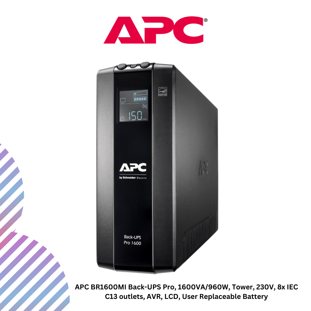 APC BR1600MI Back-UPS Pro, 1600VA/960W, Tower, 230V, 8x IEC C13 outlets ...