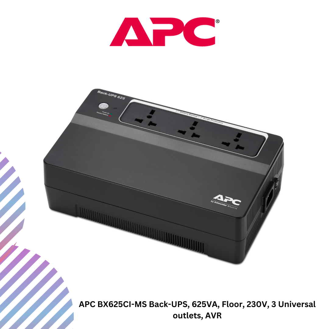 APC BX625CI-MS Back-UPS, 625VA, Floor, 230V, 3 Universal outlets, AVR ...