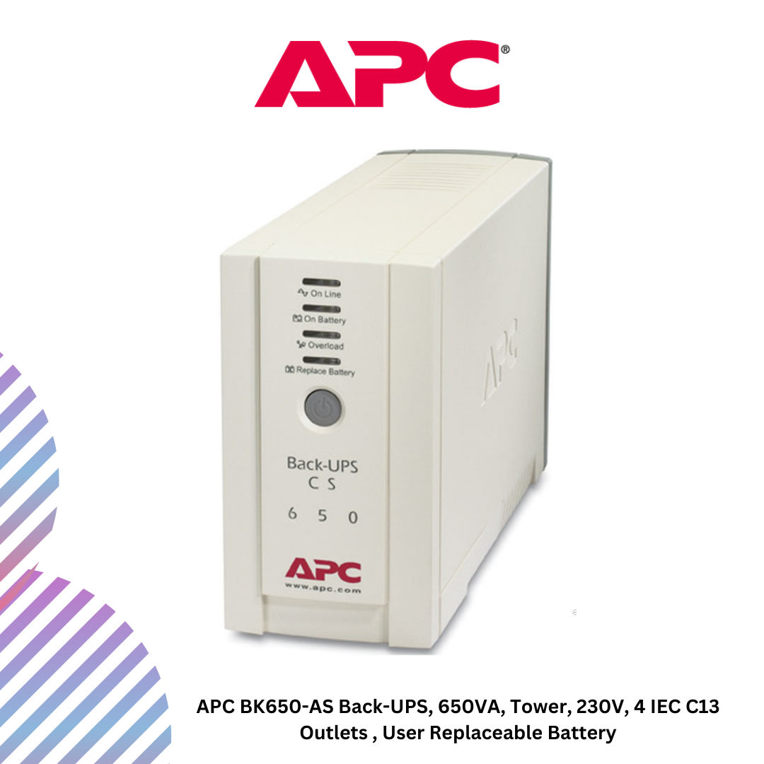 APC BK650-AS Back-UPS, 650VA, Tower, 230V, 4 IEC C13 Outlets , User ...