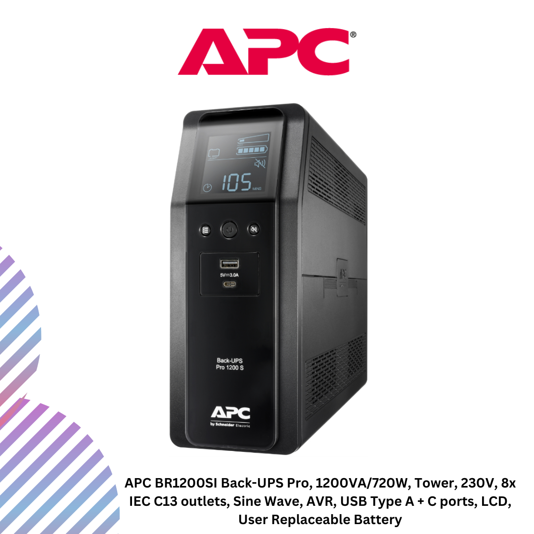 APC BR1200SI Back-UPS Pro, 1200VA/720W, Tower, 230V, 8x IEC C13 outlets ...