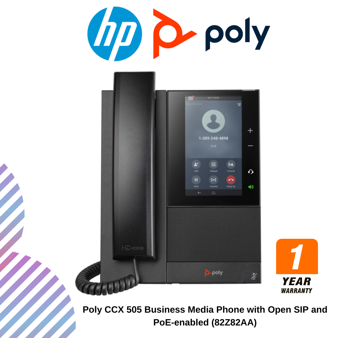Poly CCX 505 Business Media Phone with Open SIP and PoE-enabled ...